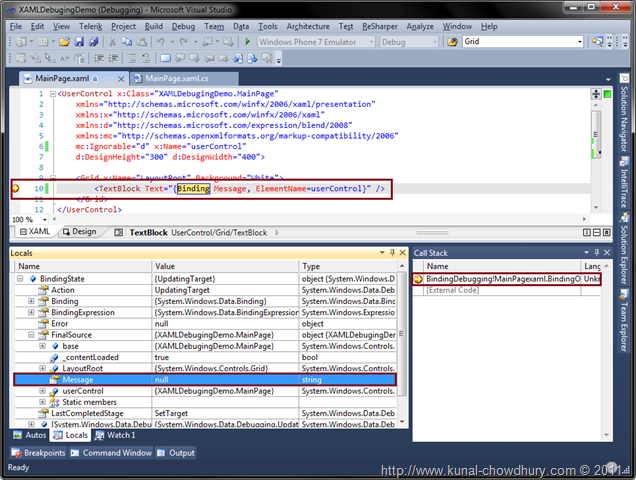 Debugging Data Bindings In Xaml With Silverlight 5 Beta Kunal Chowdhury 9304